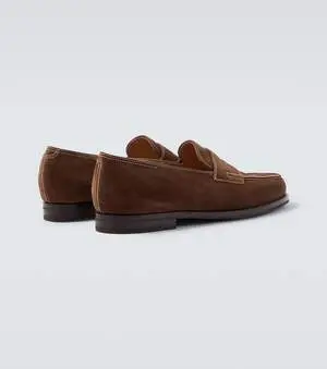 John Lobb Lopez Suede Penny Loafers - Brown