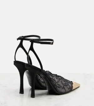JIMMY CHOO Faiz 100 Leather-trimmed Lace Pumps - Black
