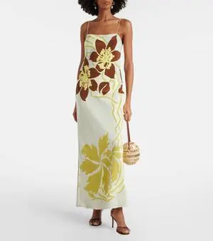 SIR. Amaia Floral Silk Crêpe Slip Dress - Green