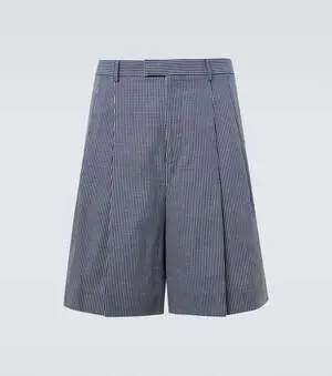 Givenchy Checked Cotton Bermuda Shorts - Blue