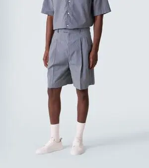 Givenchy Checked Cotton Bermuda Shorts - Blue