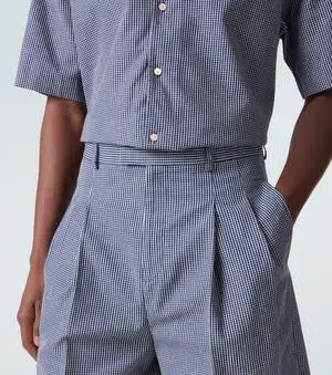 Givenchy Checked Cotton Bermuda Shorts - Blue