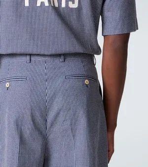 Givenchy Checked Cotton Bermuda Shorts - Blue
