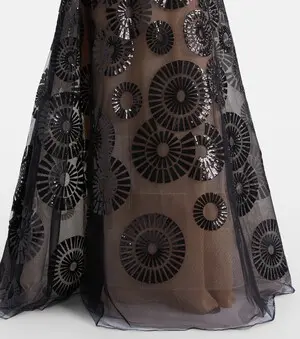 Elie Saab Scarf-detail Sequined Tulle Gown