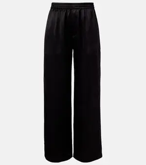 Saint Laurent Silk Satin Straight Pants - Black