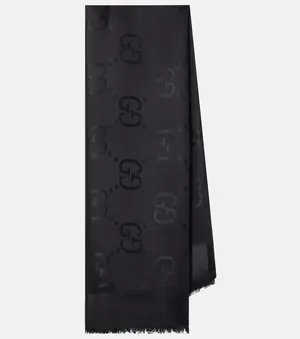 Gucci Gg Silk And Wool Jacquard Scarf