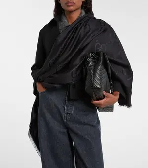 Gucci Gg Silk And Wool Jacquard Scarf