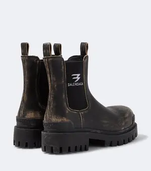 Balenciaga Strike Distressed Leather Chelsea Boots