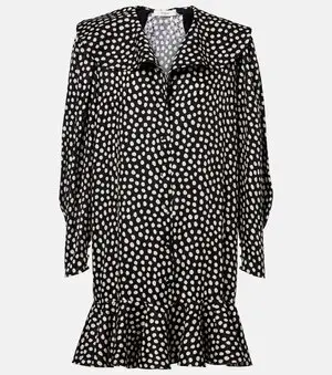 Chloé Polka-dot Silk Jacquard Minidress - Black