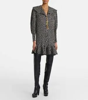 Chloé Polka-dot Silk Jacquard Minidress - Black