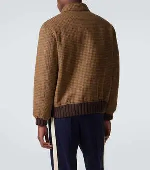 Valentino Garavani Houndstooth Virgin Wool Bomber Jacket