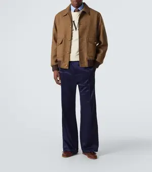 Valentino Garavani Houndstooth Virgin Wool Bomber Jacket