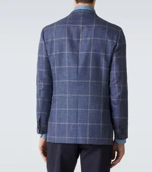 Kiton Checked Cashmere, Wool, Silk, And Linen Blazer
