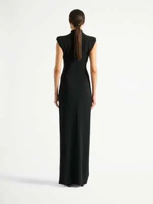 Balmain Long Jersey Dress With Zip Detail - Black