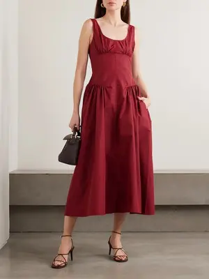 Proenza Schouler White Label Pleated Paneled Shell Midi Dress - Red