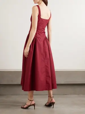Proenza Schouler White Label Pleated Paneled Shell Midi Dress - Red