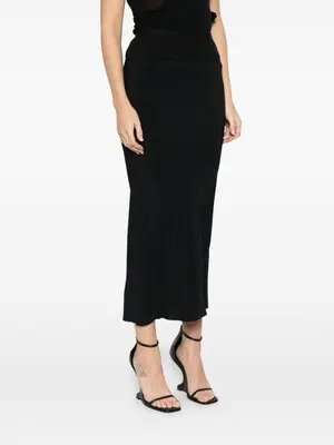 Rick Owens Cotton Blend Midi Skirt - Black