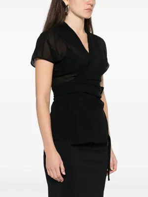 Rick Owens Silk Wrap Top - Black