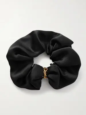 Saint Laurent Embellished Silk-satin Scrunchie - Black