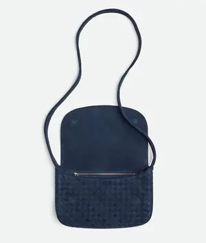 Bottega Veneta Intrecciato Suede Veneto Flap Messenger - Neptune