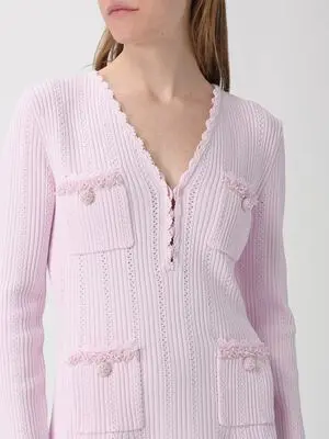 SELF-PORTRAIT Knit Dress With Button Detail And Ruffled Cuffs