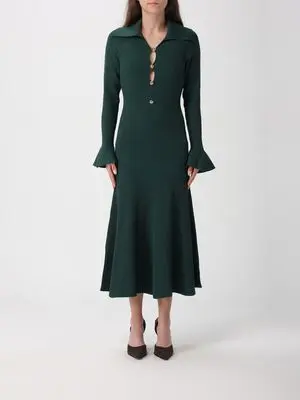 SELF-PORTRAIT Long Sleeve Collared Midi Dress