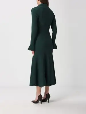 SELF-PORTRAIT Long Sleeve Collared Midi Dress