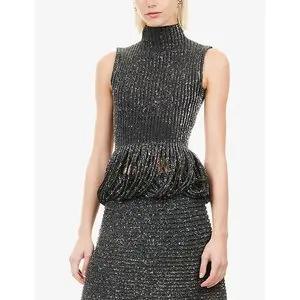 Alaïa Loop-hem Sequin Knit Top