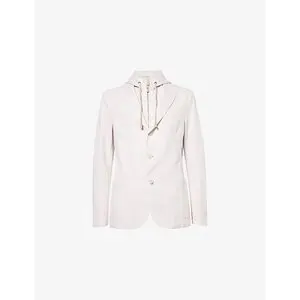 Eleventy Hooded Stretch-cotton Blend Blazer - Sand