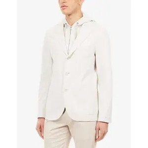 Eleventy Hooded Stretch-cotton Blend Blazer - Sand