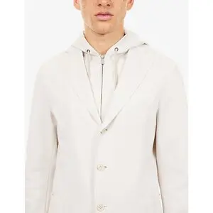 Eleventy Hooded Stretch-cotton Blend Blazer - Sand