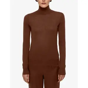 JOSEPH Cashair High Neck Cashmere Jumper - Cocoa