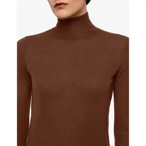 JOSEPH Cashair High Neck Cashmere Jumper - Cocoa