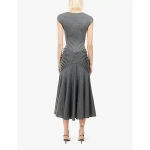 Alaïa Sculpting Panel Wool Midi Dress