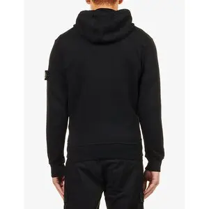 Stone Island Brand-patch Zip-up Cotton Hoody - Black