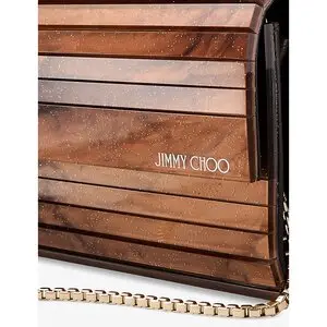 JIMMY CHOO Acrylic Clutch With Detachable Chain Strap - Toffee