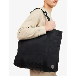 Stone Island Brand-patch Zip-pocket Tote Bag - Black