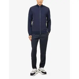 ARNE Hybrid Knitted Shell-woven Bomber Jacket - Navy