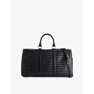 Bottega Veneta Intrecciato Leather Duffle Bag - Black-silver