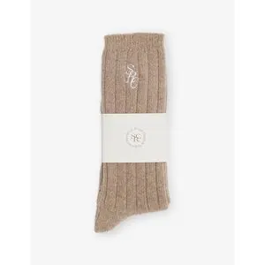 SPORTY & RICH Wool And Cashmere-blend Ankle Socks - Tapioca