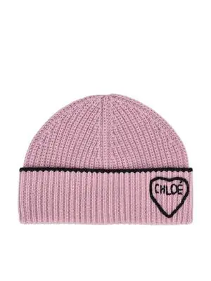Chloé Knit Wool And Cashmere Cap Misty Mauve