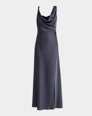 Halston Trina Beaded Cowl-neck Gown