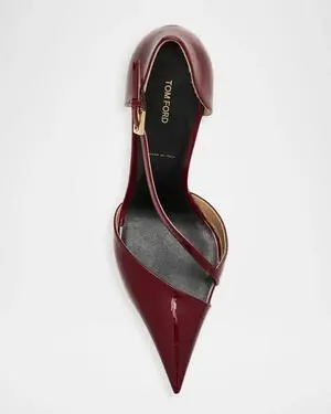 TOM FORD 100mm Queen Anne Patent Leather Pumps - Ruby Red