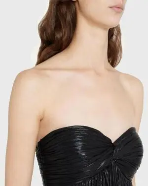 Retrofete Zoa Strapless Lamé Gown - Black