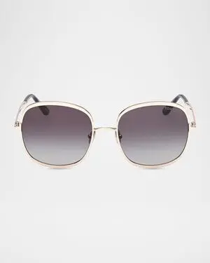 TOM FORD 57mm Round Sunglasses - Srgld/blug