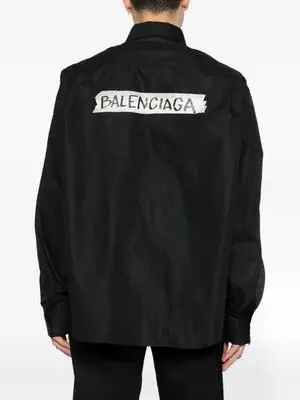 Balenciaga Masking-tape Long-sleeve Shirt Large-fit
