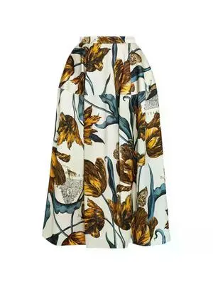 Erdem Floral-print Midi Skirt - Neutrals