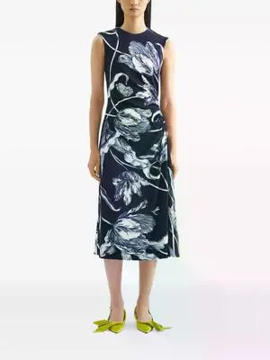 Erdem Floral-print Midi Dress - Blue