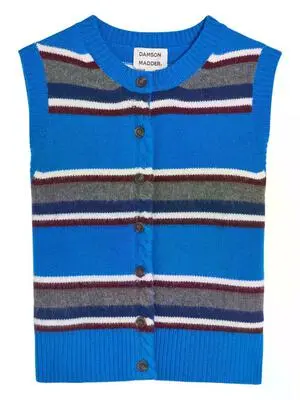 DAMSON MADDER Striped Button-front Vest - Blue