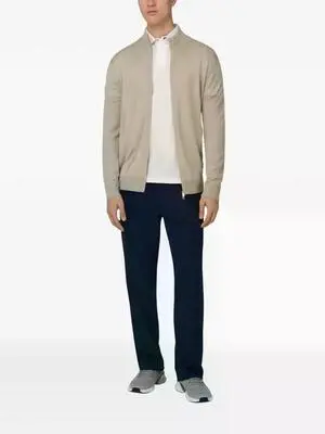 Boggi Milano Full-zip Superfine Wool Jumper - Neutrals